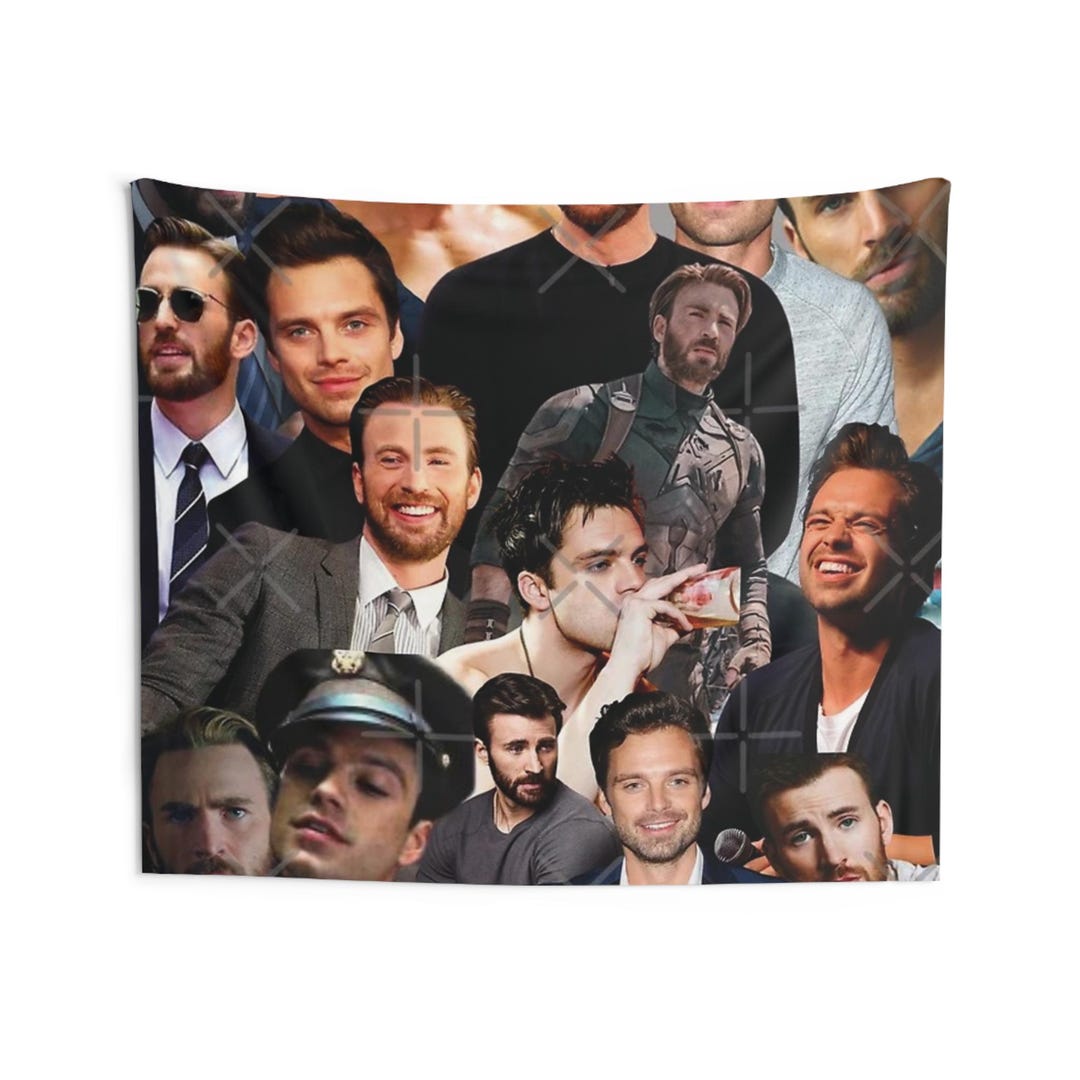 Chris Evans and Sebastian Stan Collage Merch Indoor Wall Tapestry ...