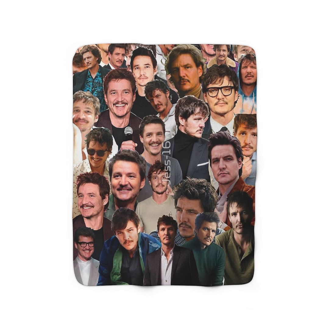 Pedro Pascal Photo Collage Sherpa Fleece Throw Blanket Pedro Pascal ...