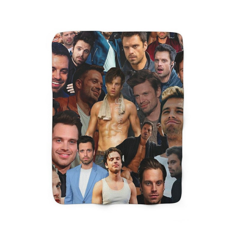 Sebastian Stan Photo Collage Sherpa Fleece Blanket Sebastian - Etsy