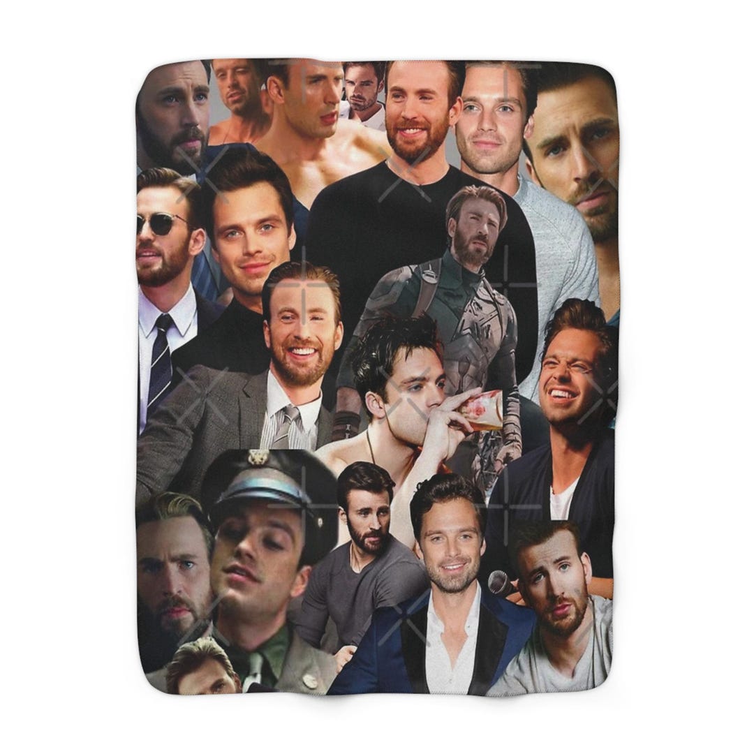 Chris Evans and Sebastian Stan Collage Merch Sherpa Fleece Throw ...