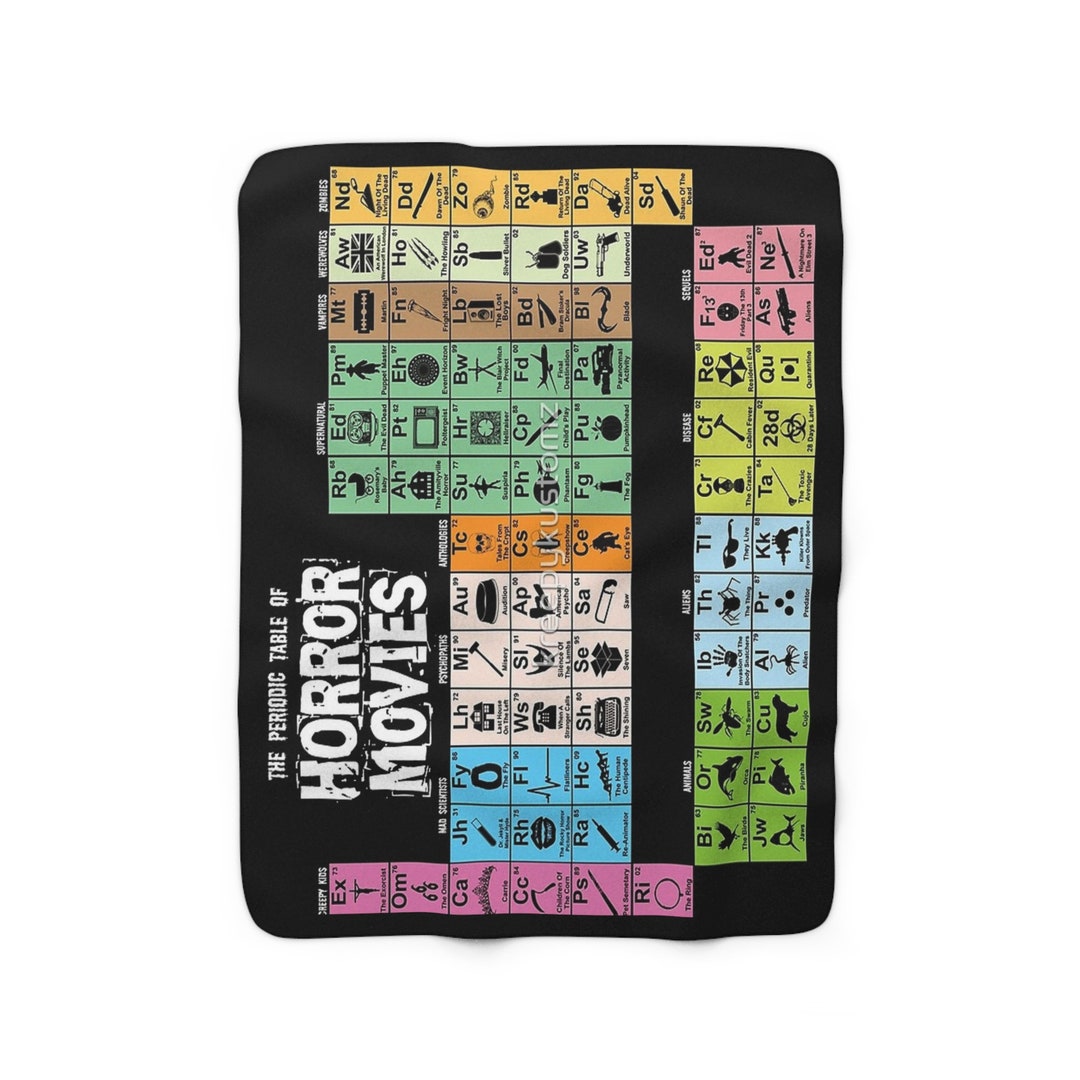 Periodic Table of Horror Movies Sherpa Fleece Throw Blanket - Etsy