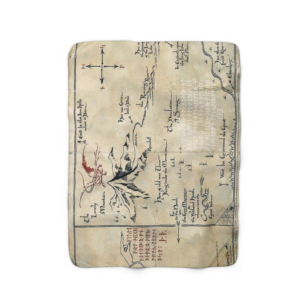 Map of Middle Earth Sherpa Fleece Throw Blanket | Map of Middle Earth ...