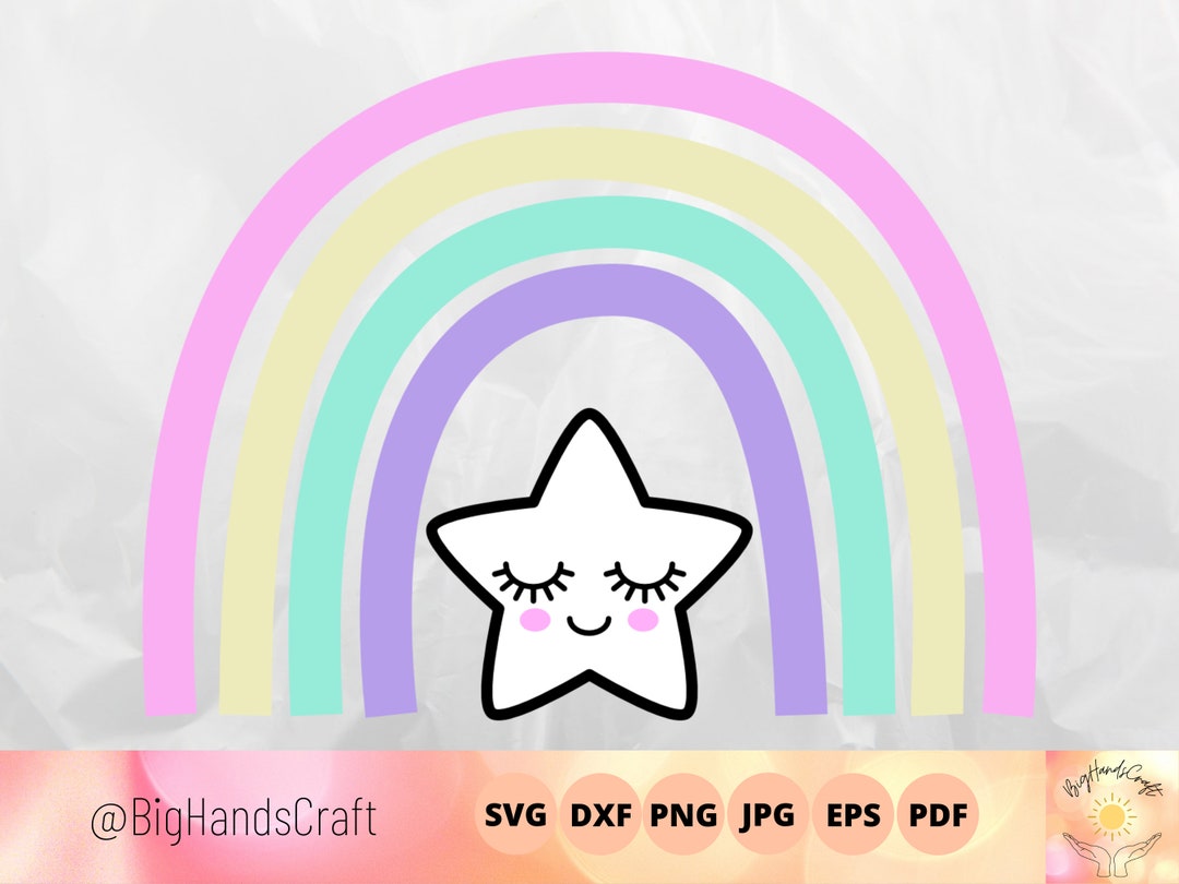 Cute Rainbow Star Svg, Baby Star Cut File, Pastel Rainbow Svg ...