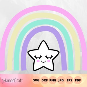 Cute Rainbow Star Svg, Baby Star Cut File, Pastel Rainbow Svg ...