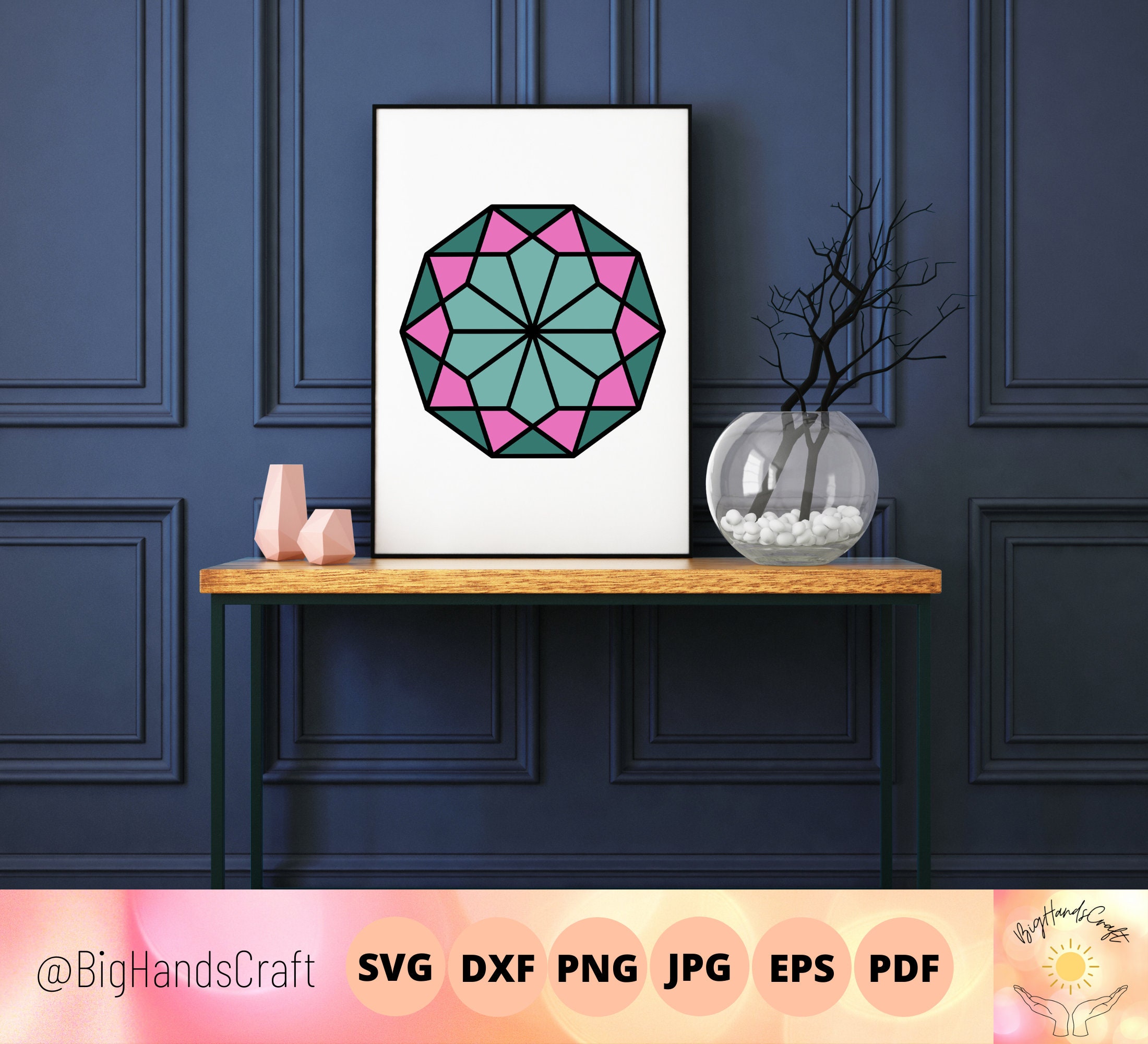 Gemstone Svg Layered Polygon Stained Glass Design Cristal - Etsy