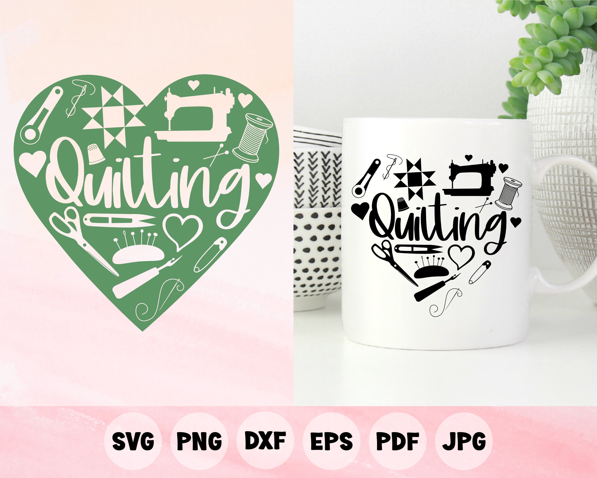 Quilting Heart SVG, Sewing Room Decor, T-shirt Print (digital Download ...