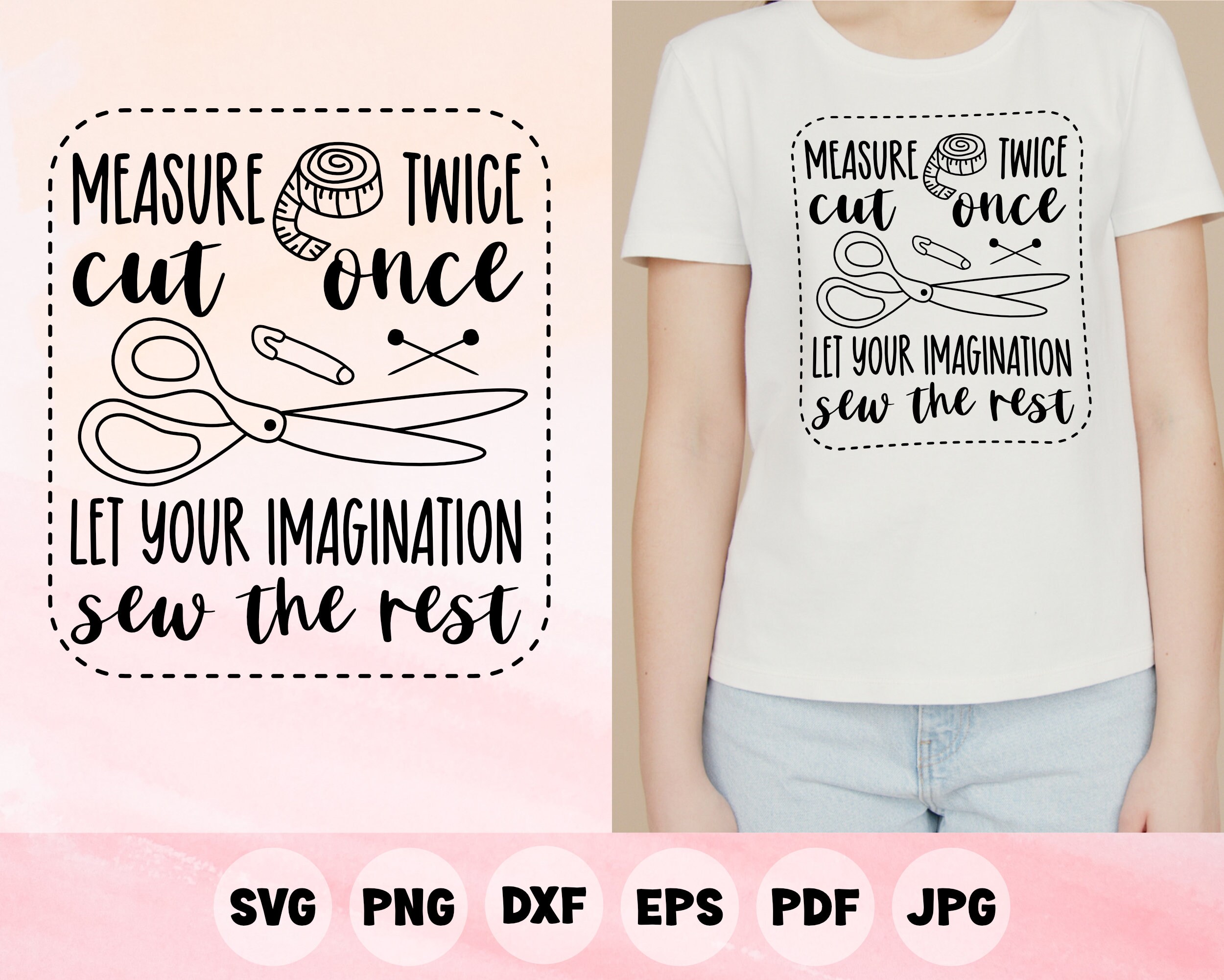 Measure Twice Cut Once SVG, Sewing Room Decor (digital Download) - Etsy