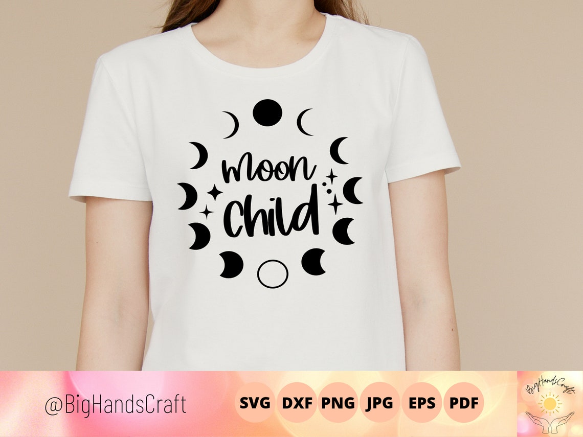 Moon Child SVG Boho Moon Cut File for Cricut Silhouette Moon | Etsy