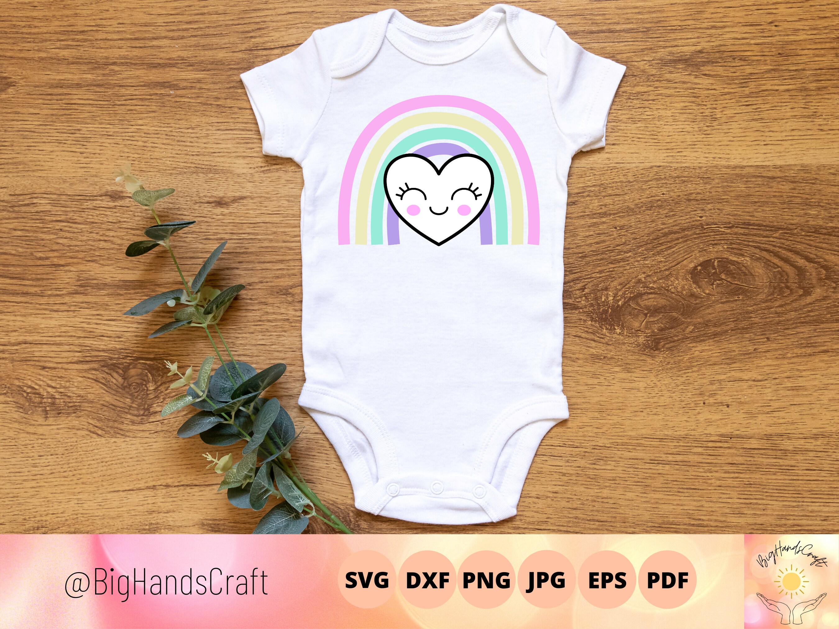 Cute Rainbow Heart Svg, Baby Heart Cut File, Pastel Rainbow Svg ...
