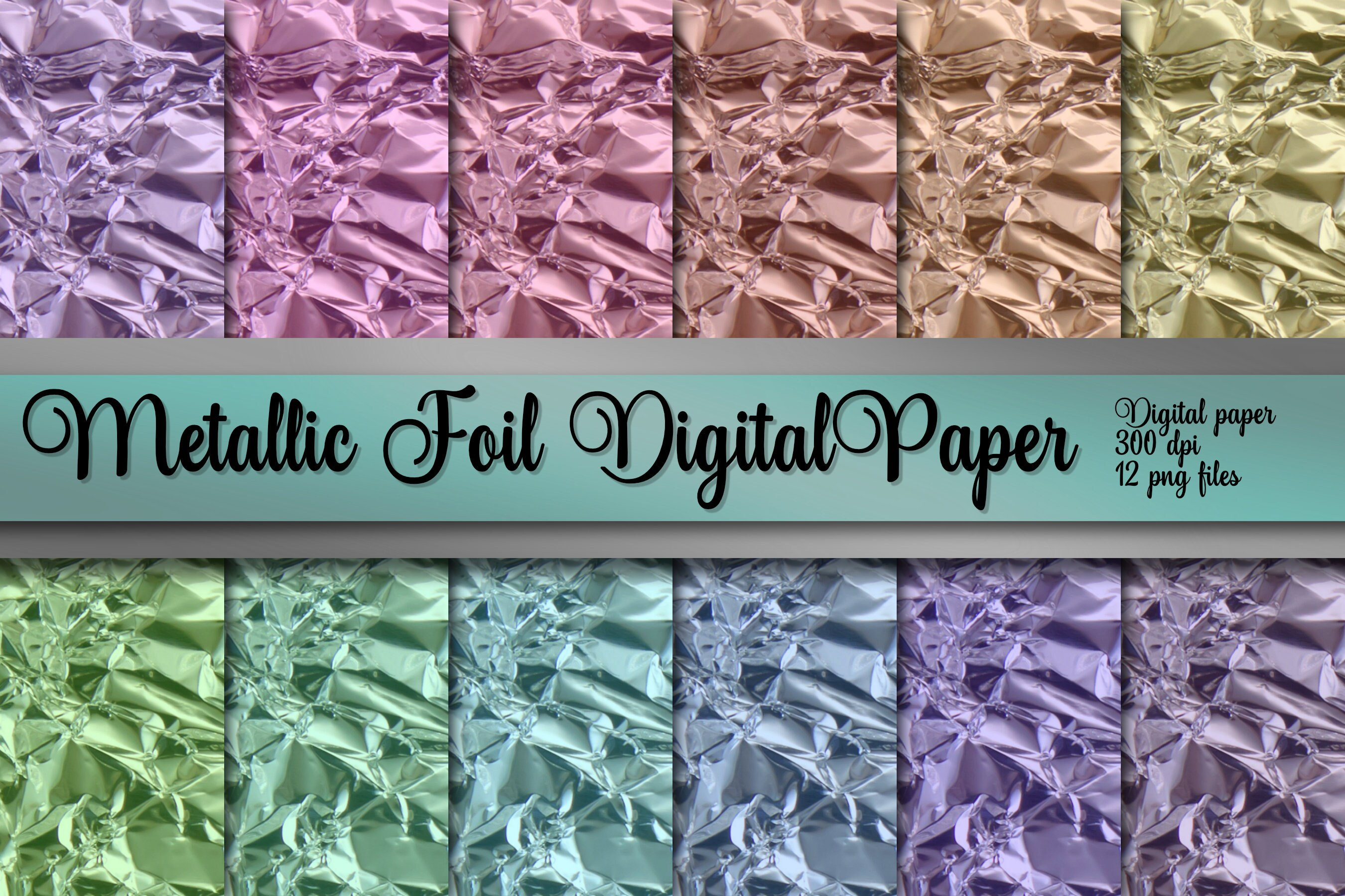 Metallic Foil Digital Paper Bundle 12 X 12 300 - Etsy