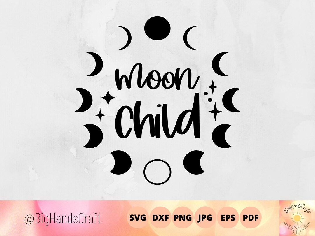 Moon Child SVG, Boho Moon Cut File for Cricut Silhouette, Moon Crescent ...