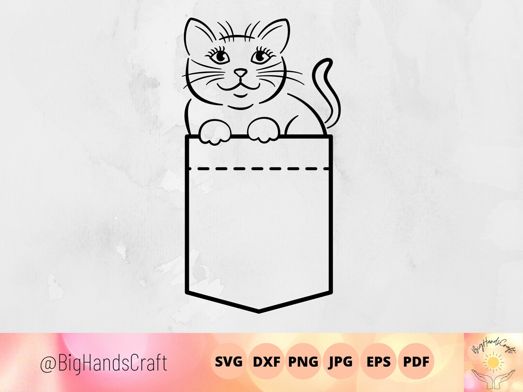 Cute Cat in Pocket Svg Shirt Pocket With Cat Cute Kitten Cut - Etsy