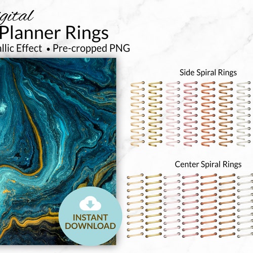 Digital Spiral Planner Rings Realistic Clouded Marble Effect - Etsy Canada