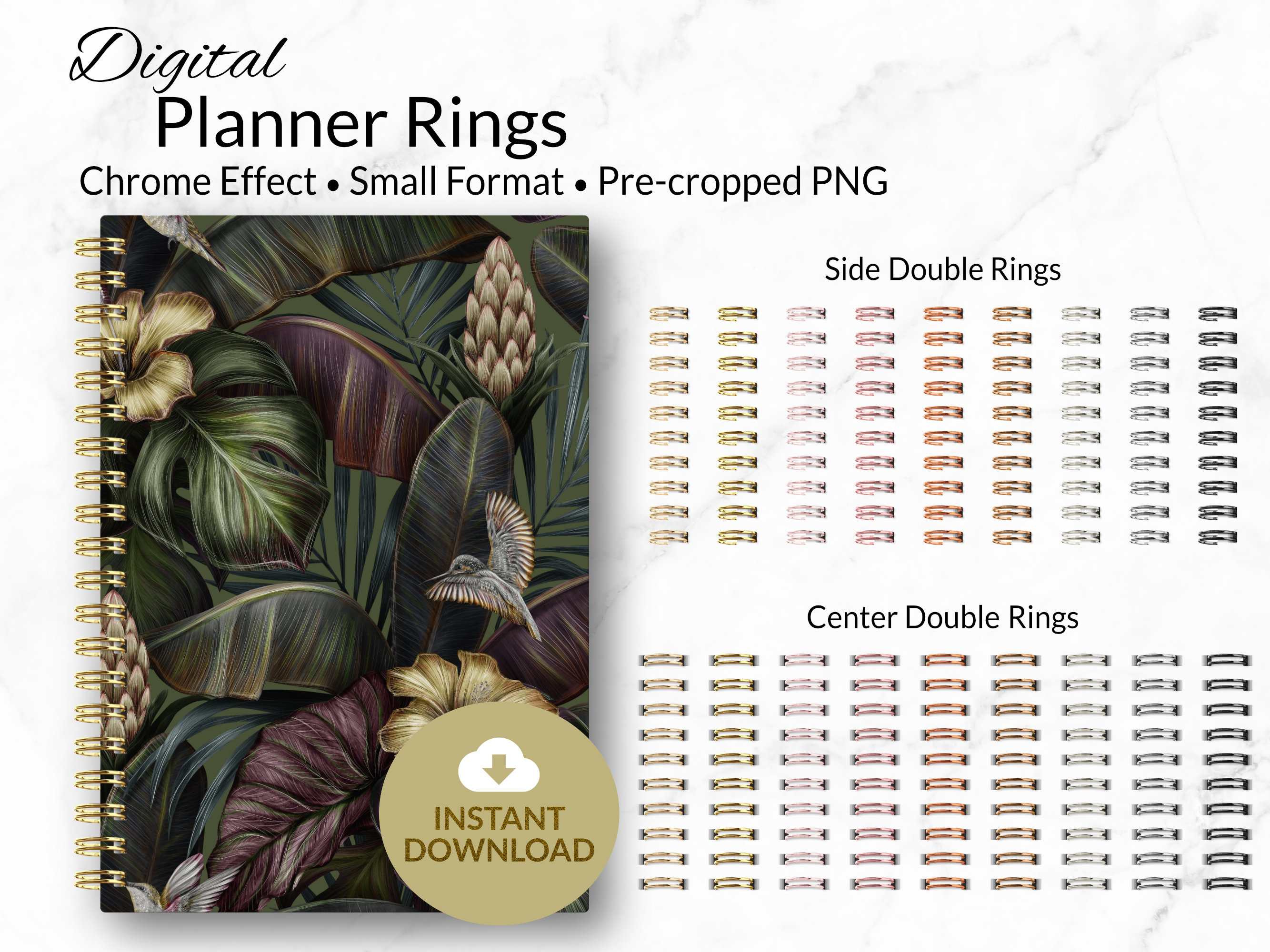 Digital Planner Rings | Chrome Effect | Classic Collection | Small ...