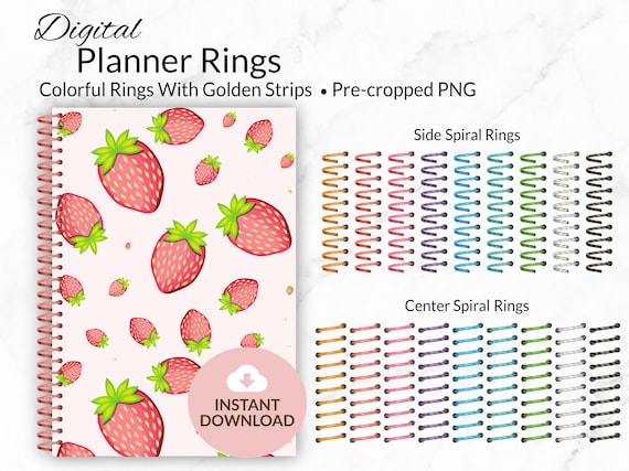 Digital Spiral Planner Rings Colorful Rings With Golden | Etsy