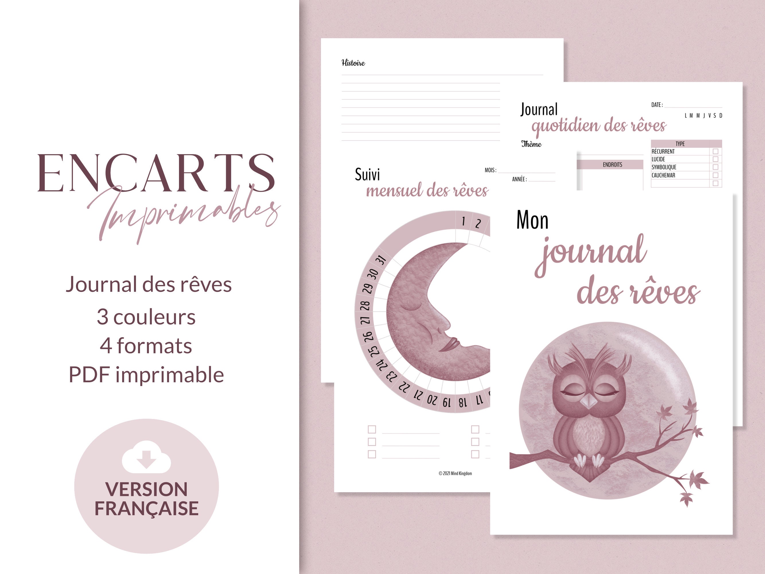 Printable Dream Journal Dream Tracker Dream Log Dream Diary French ...