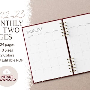 2022-2023 Mid-year Dated Monthly Calendar on 2 Pages Planner - Etsy