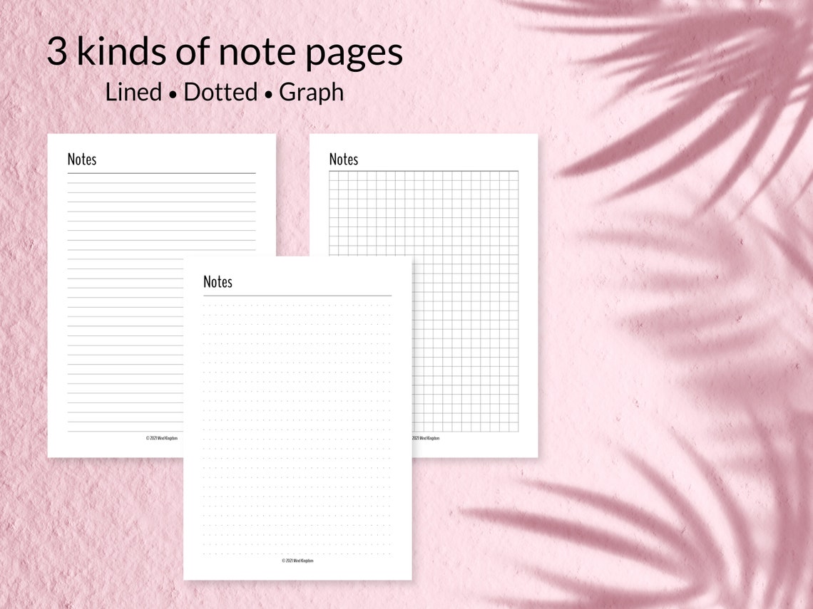 Printable Note Paper Sheets Note Pages Dotted Grid Lined Note Taking ...