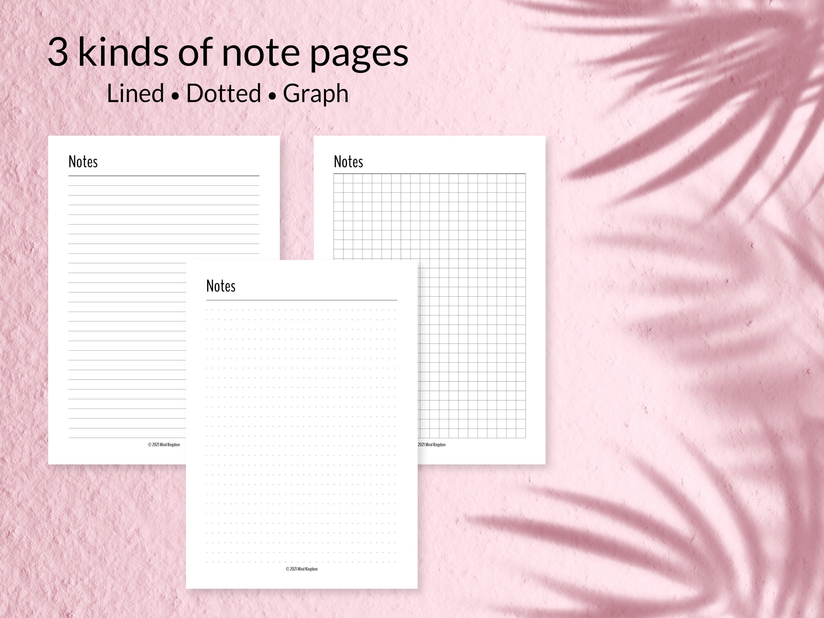 Printable Note Paper Sheets Note Pages Dotted Grid Lined Note Taking ...