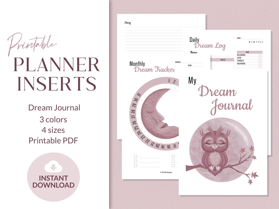 Printable Dream Journal | Dream Tracker | Dream Log | Dream Diary ...