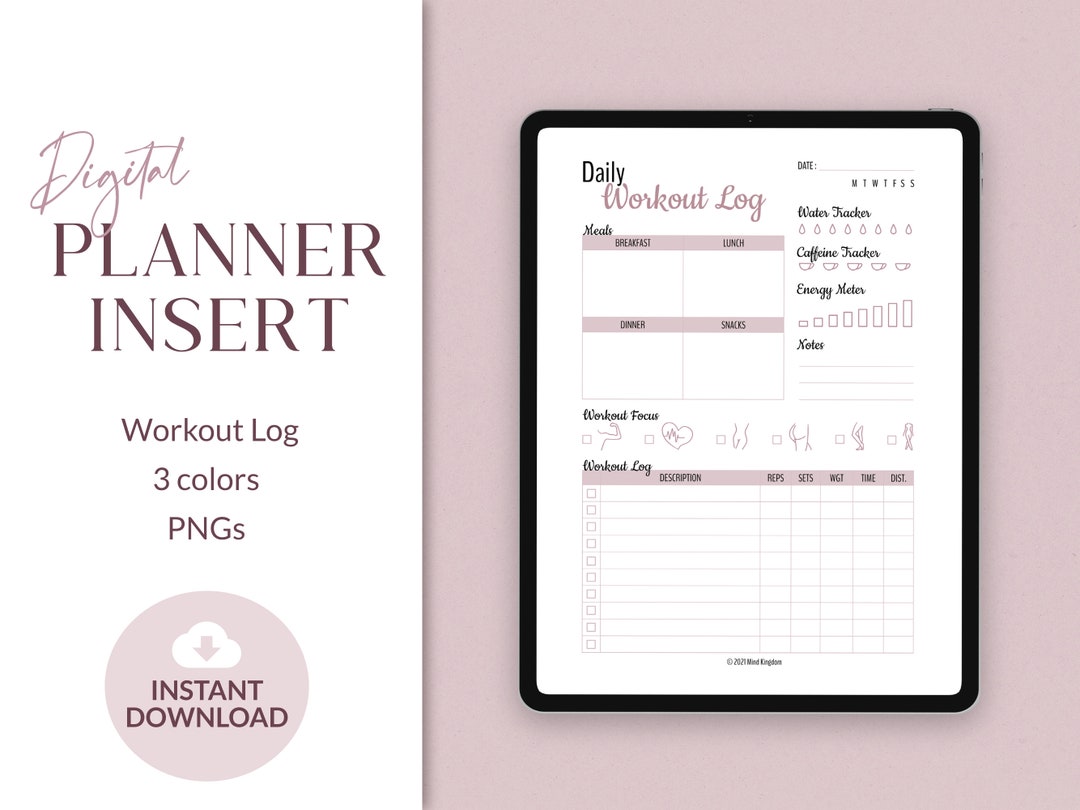 Digital Workout Log | Daily Health Tracker | Digital Planner Inserts ...