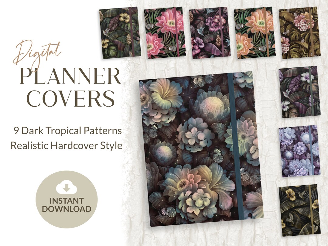 9 Digital Notebook Covers for Planners or Journals | Dark Tropical ...