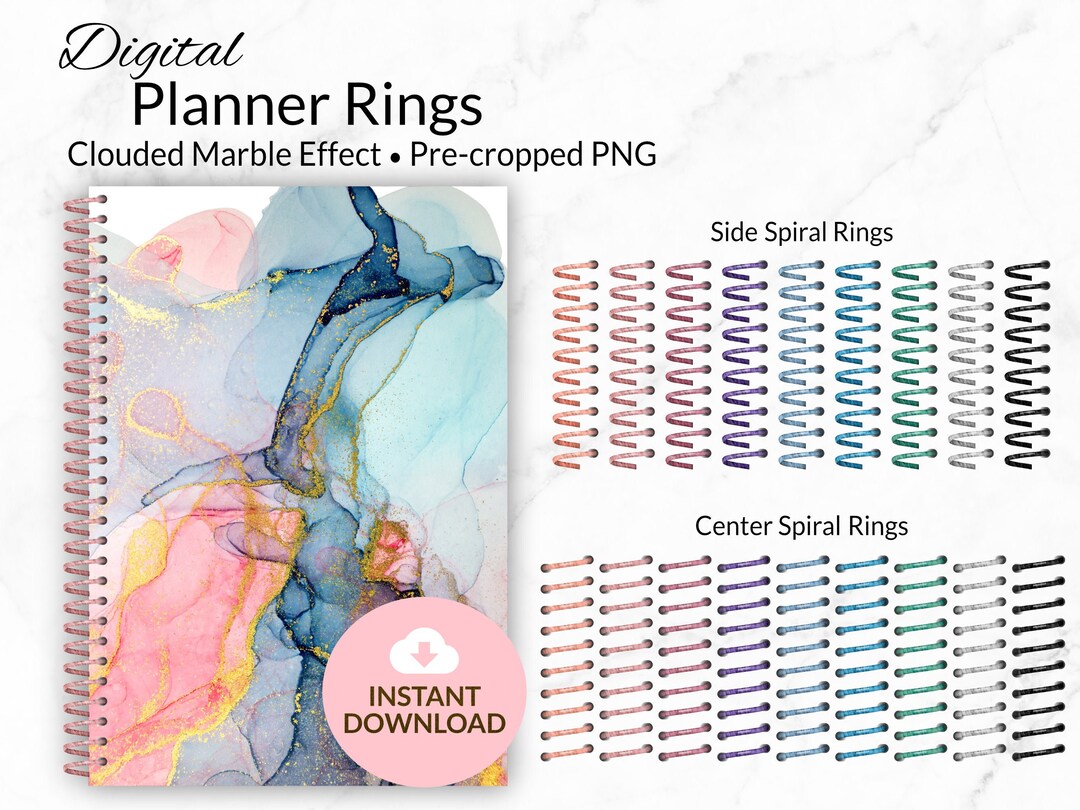 Digital Spiral Planner Rings | Realistic Clouded Marble Effect ...