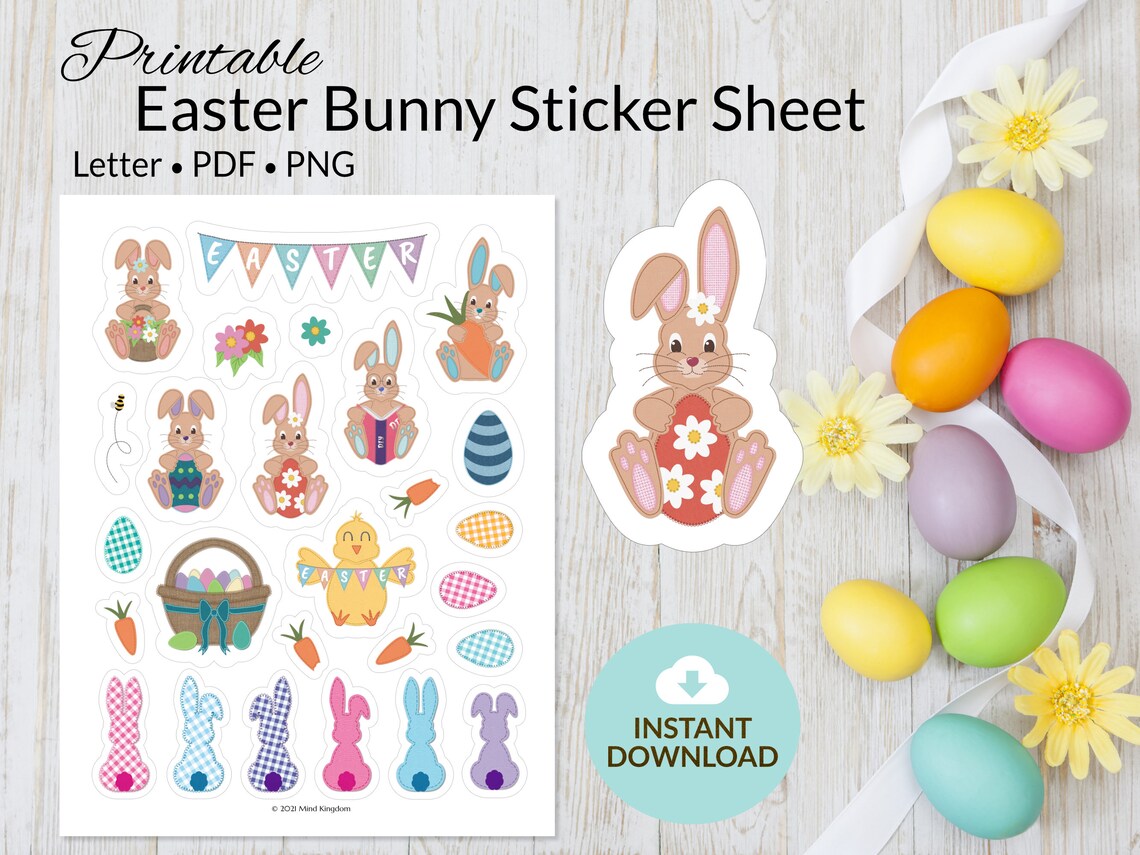 Printable Easter Bunny Stickers | Planner Stickers | Scrapbooking ...