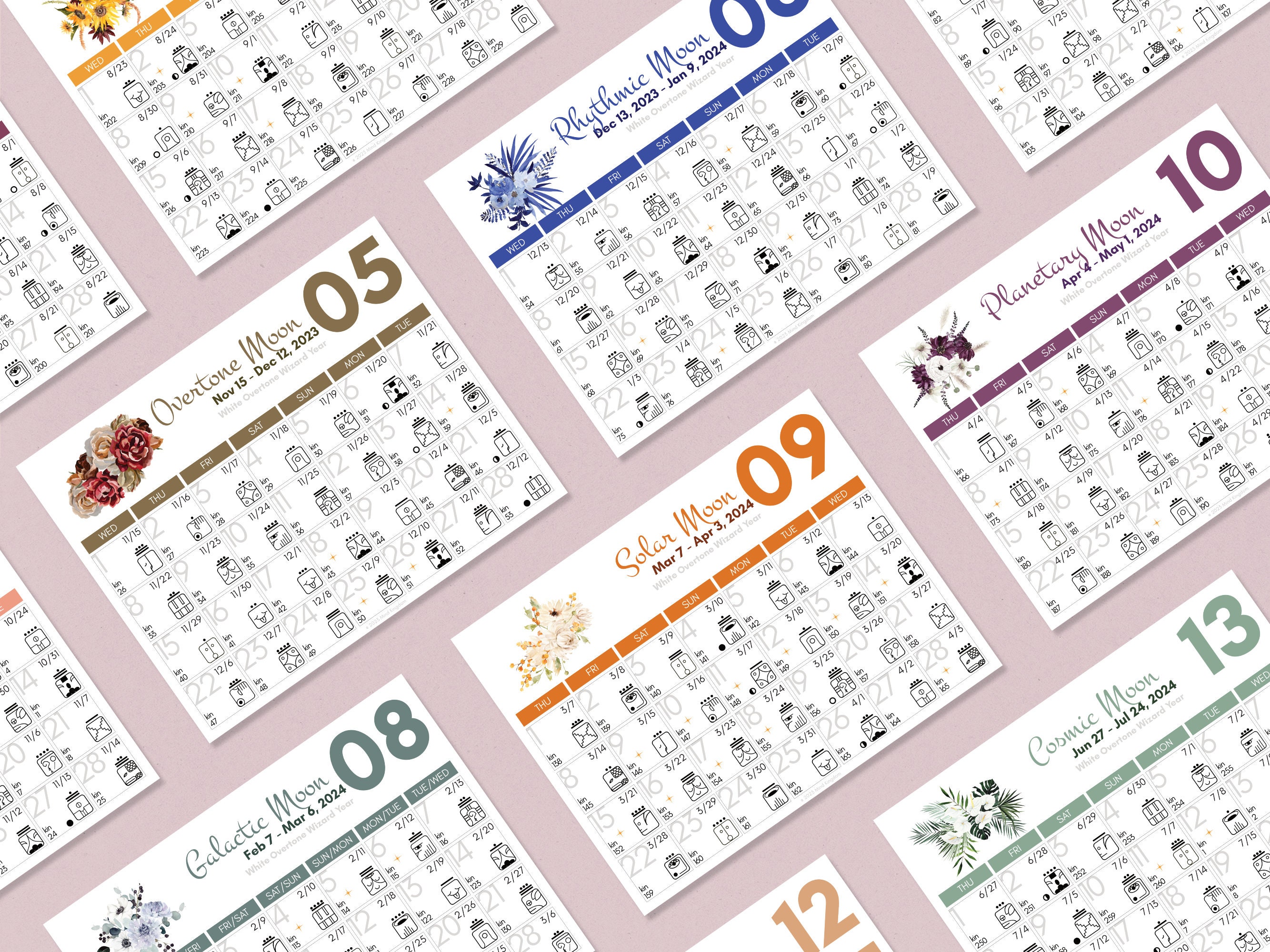 Printable 13 Moon Calendar: July 26, 2023 - July 25, 2024 | Mayan ...