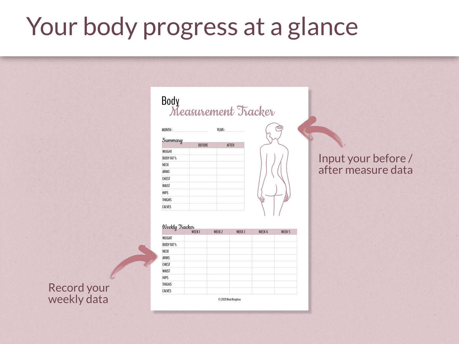 Printable Body Measurement Tracker Weight Tracker Weight - Etsy