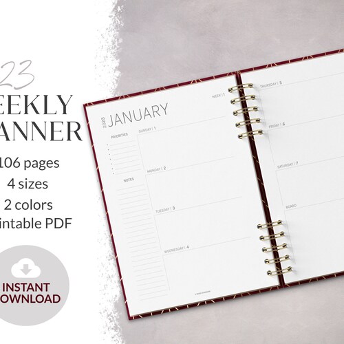 2023 Weekly Planner Printable A5 Size Dated Weekly - Etsy