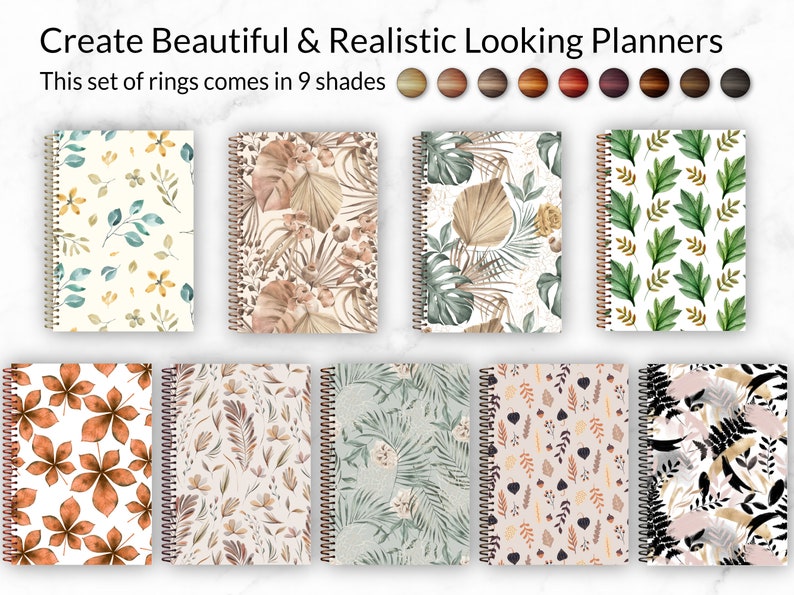 Digital Spiral Planner Rings Natural Wood Effect Personal | Etsy