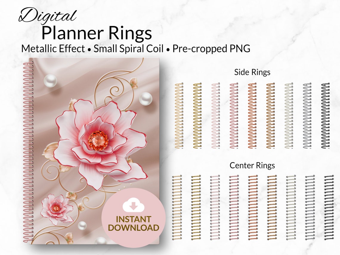 Digital Planner Rings Small Spiral Coil Metallic Effect | Etsy