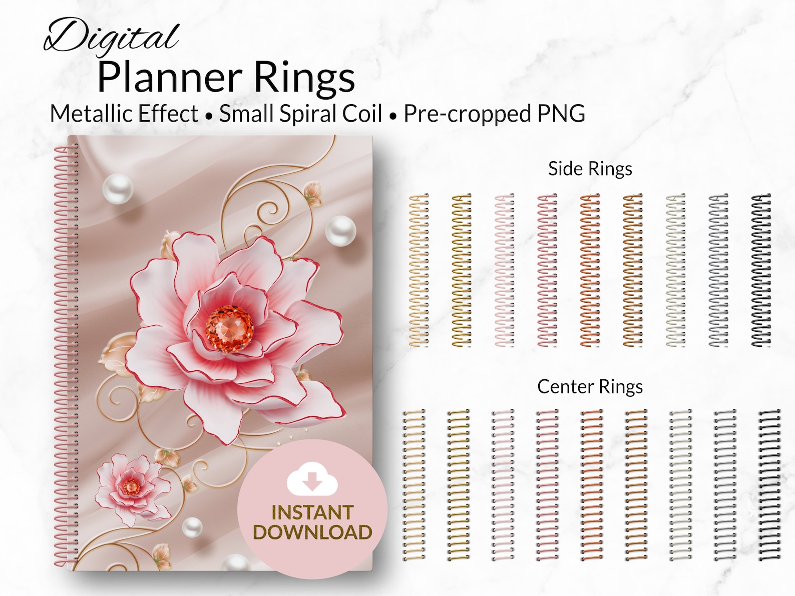 Digital Planner Rings | Small Spiral Coil | Metallic Effect | Personal ...