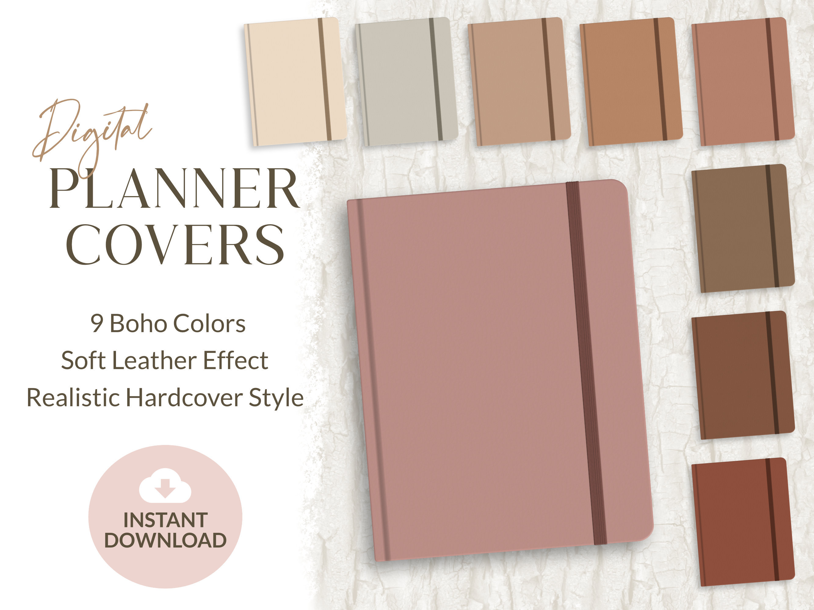 9 Digital Notebook Covers for Planners or Journals Boho Soft Leather ...