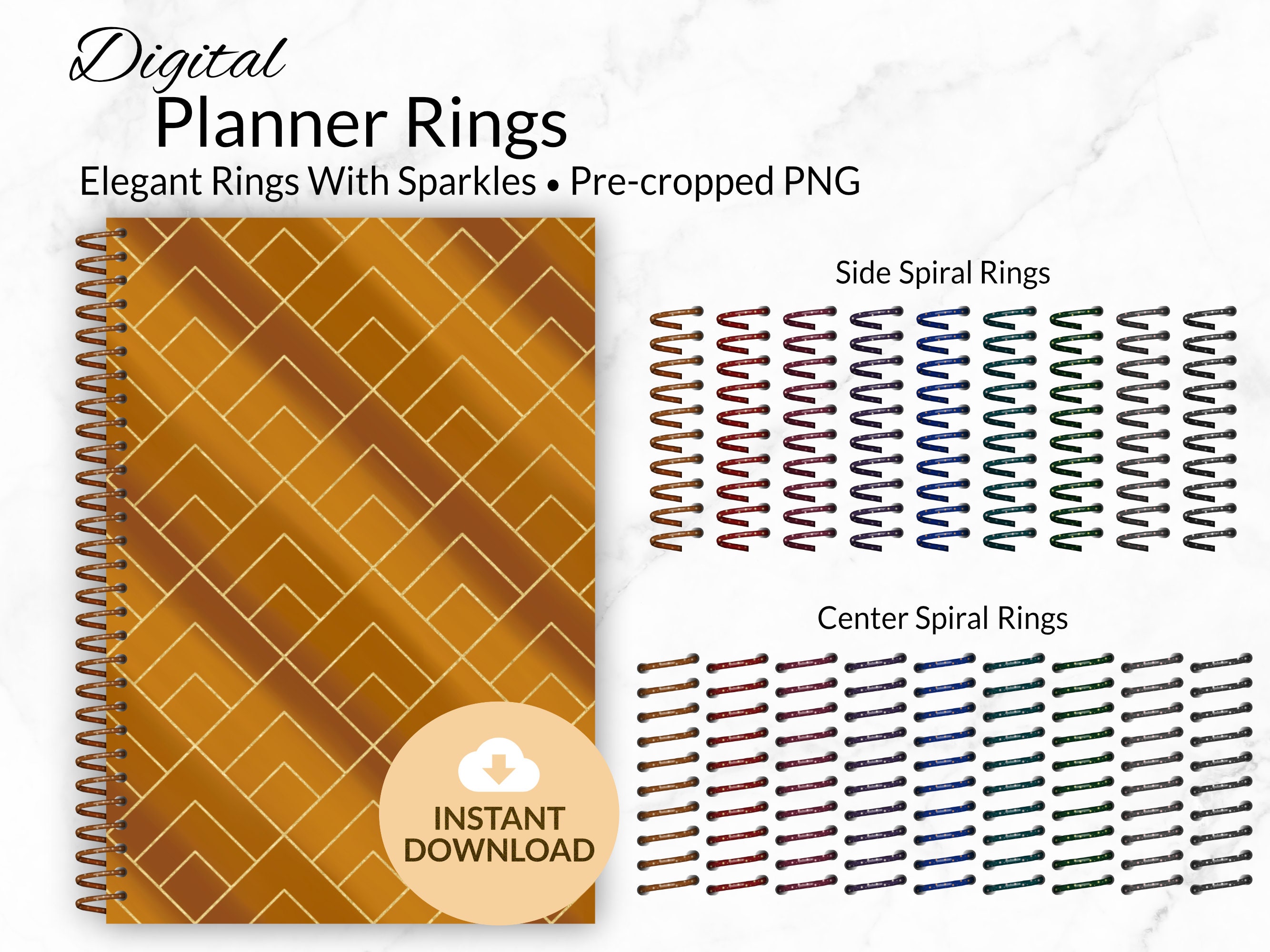 Digital Spiral Planner Rings | Elegant Rings With Sparkles | Personal ...