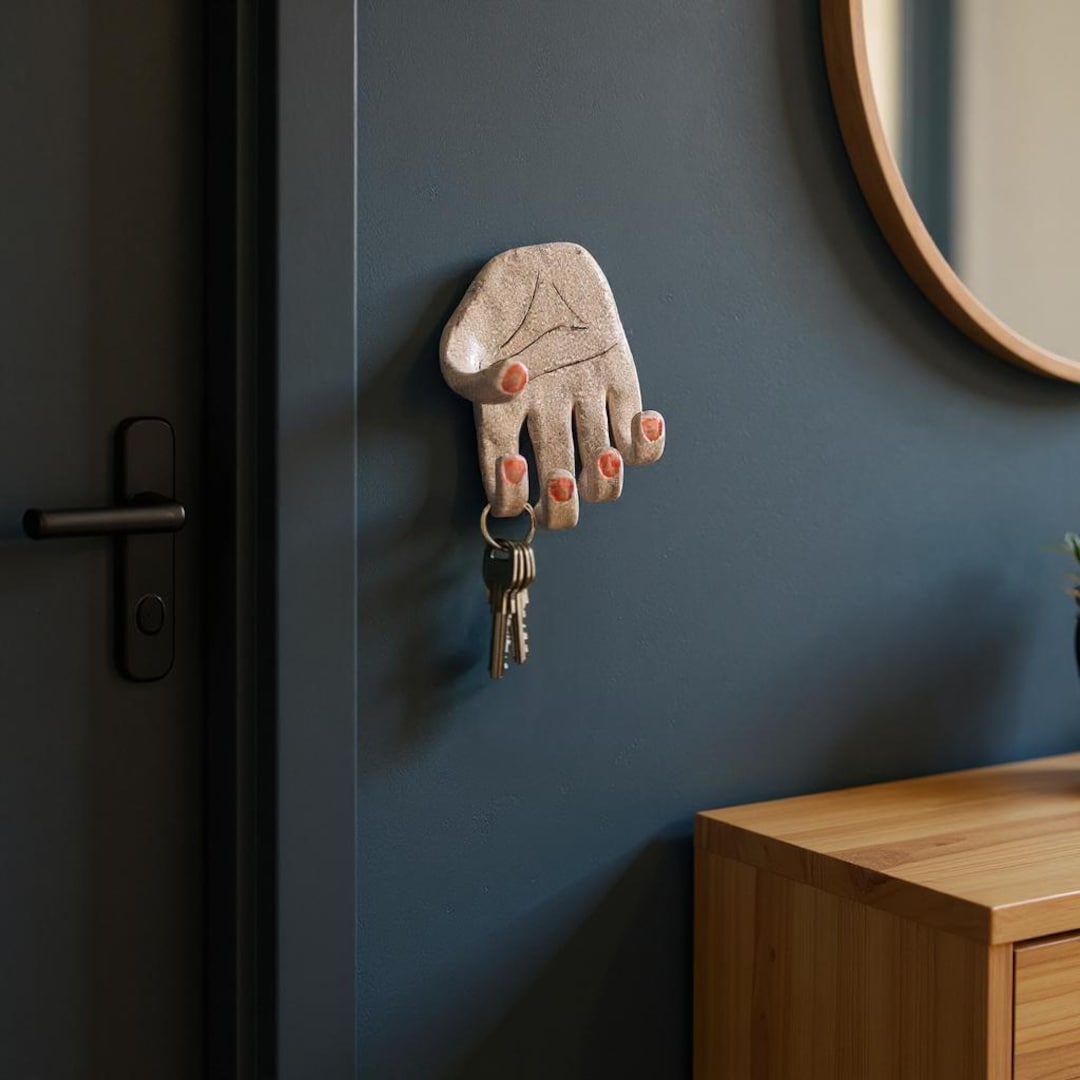 Handmade Ceramic Hand Wall Hook, Surreal Clay Sculpture Keyholder - Etsy