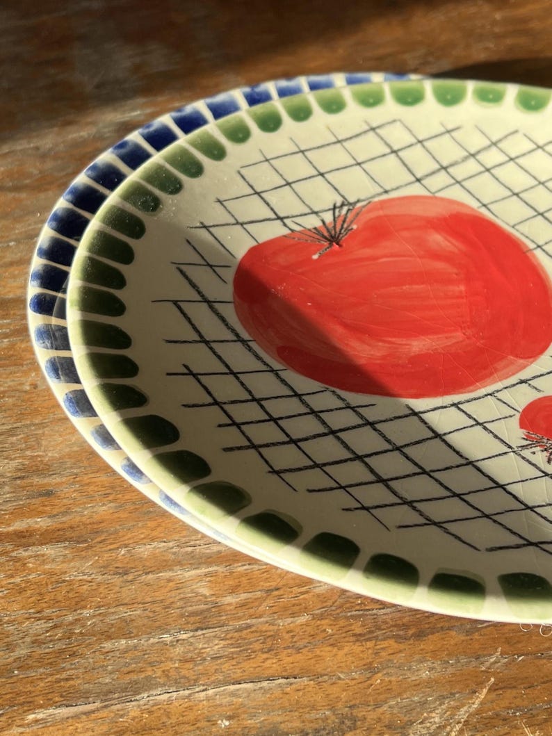 Handmade Ceramic Plate, Tomato Design Pottery, Farmhouse Tableware - Etsy