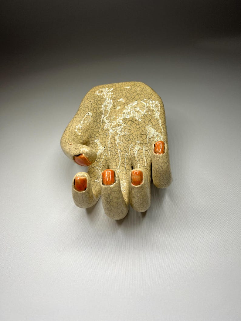 Hand Key Hook Ceramic, Wall Mounted Clay Sculpture, Keyholder Art ...