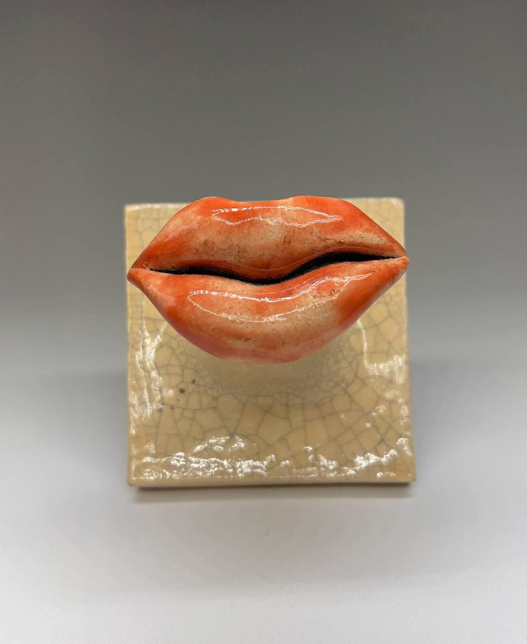 Handmade Ceramic Wall Hook, Crackled Glaze Tile, Art Lover Gift, Lips ...