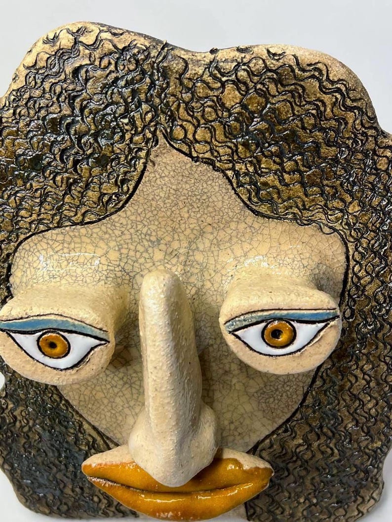 Handmade Ceramic Wall Mask, Abstract Face Sculpture, Modern Art ...