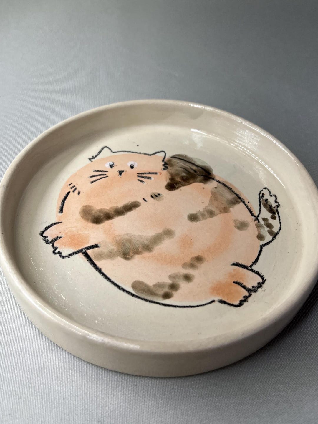 Pet on Plate, Custom Ceramic Cat Dish, Handcrafted Decorative Plate ...