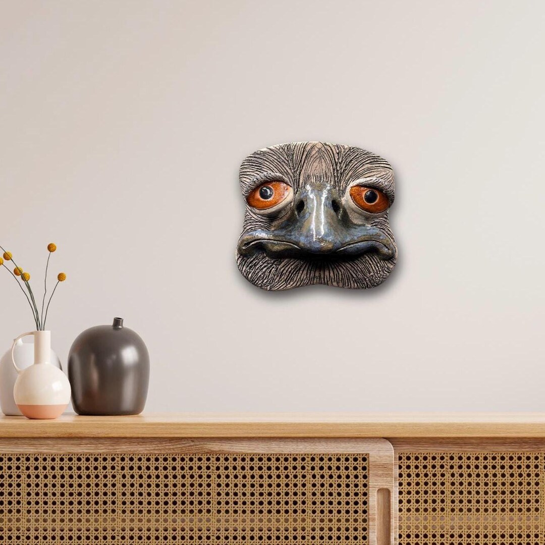 Handmade Ceramic Emu Wall Mask, Unique Animal Sculpture, Quirky Clay ...