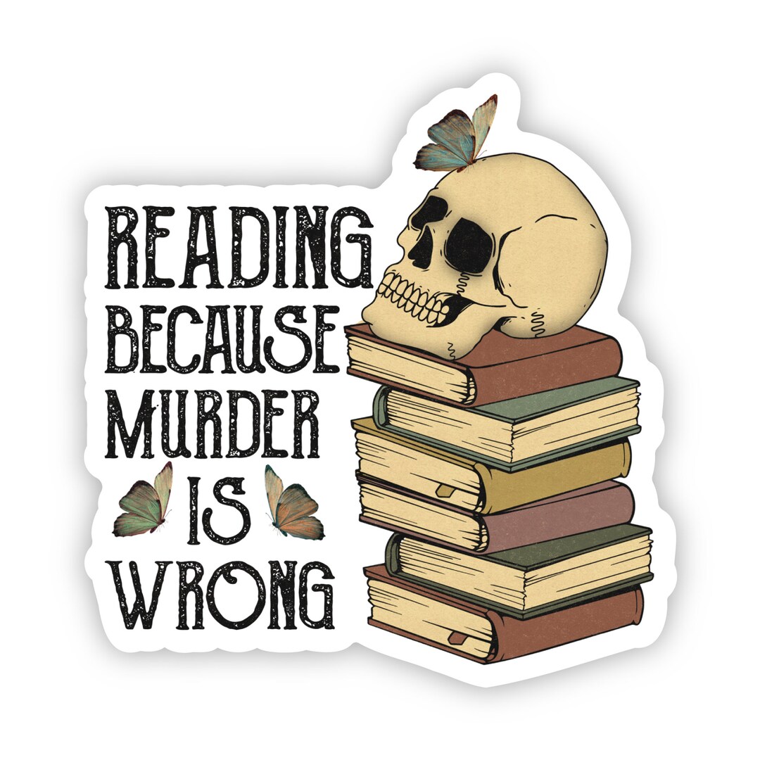 Book Lover Sticker, Book Sticker, Skull Stacked Books Sticker, Book ...