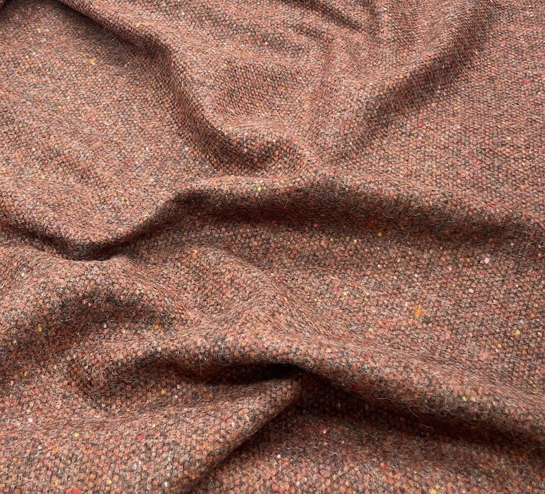 Rust Orange Donegal Tweed Fabric, 100% Wool, Upholstery & Jacketing - Etsy