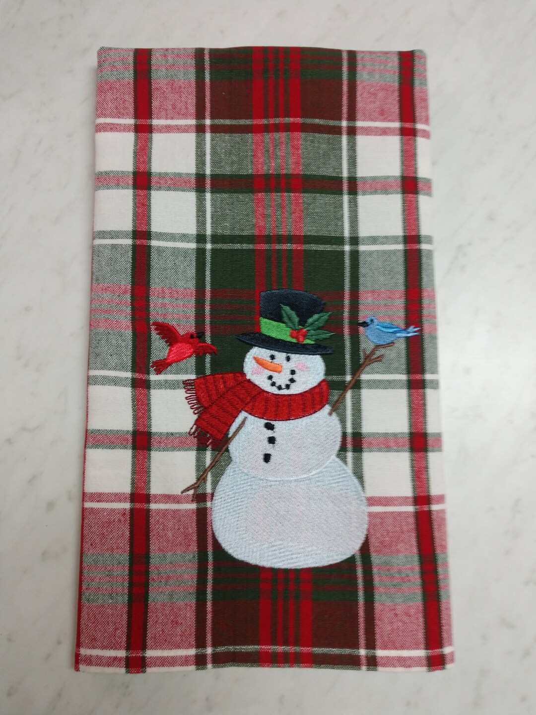Snowman Kitchen Towel, Christmas Kitchen Towel, Embroidered Towel, 18 X ...