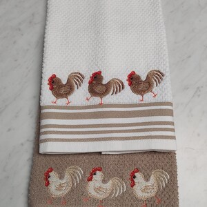 Embroidered Chickens, Kitchen Towels With Chickens, Tan Kitchen Towels ...