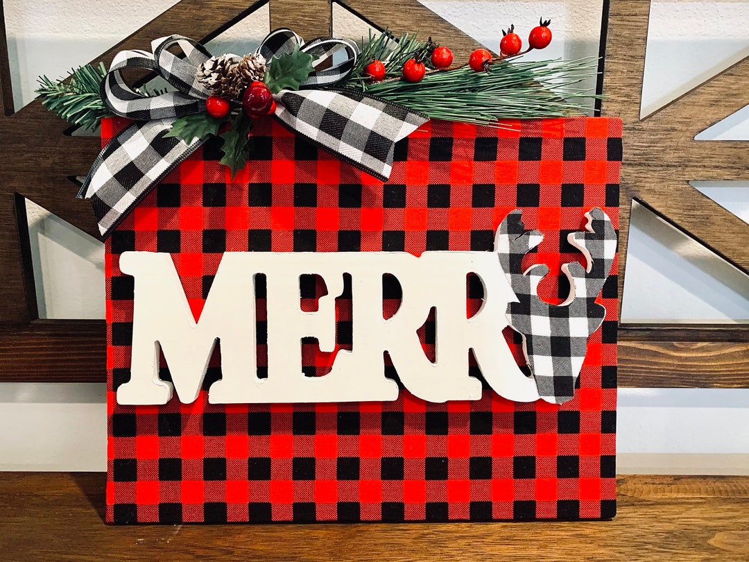 Flannel Wall Hanging, Merry Christmas, Christmas Decor, Farmhouse Decor ...