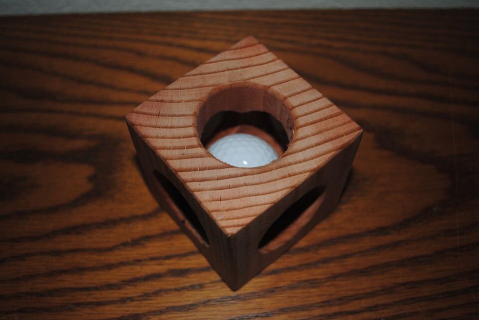 Golf Ball in Block of Wood Illusion christmas Themed Balls Available - Etsy