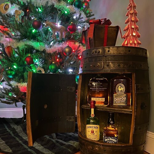 Whiskey Barrel Cabinet Bourbon Bottle Storage Basement Bar - Etsy